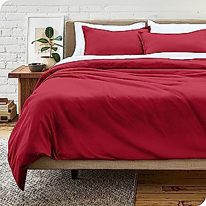 Bare Home Duvet Cover Queen Size - Premium 1800 Super Soft Duvet Covers Collection - Lightweight, Cooling Duvet Cover - Soft Textured Bedding Duvet Cover (Queen, Red)