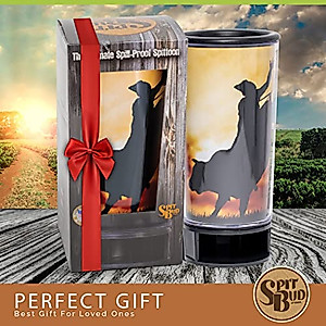 Bull Rider by Spit Bud - The Ultimate Spittoon for Chew - Portable Dip & Snuff Cup with Lid, Pop Tab, Spill-Proof Funnel, Can Cutter & Holder - Fit in Cup Holders - Holds 8oz - Made in USA