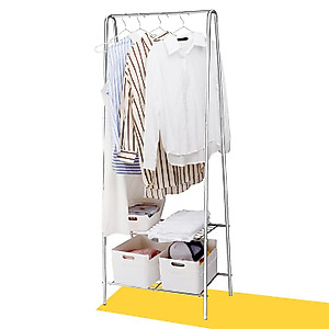 susunnus Small Clothes Rack with Shelves Stainless Steel Narrow Garment Rack for Hanging Clothes Hanger Rack Small Clothing Rack for Bedroom,Entrance Hall, Minimalist H 65.35in