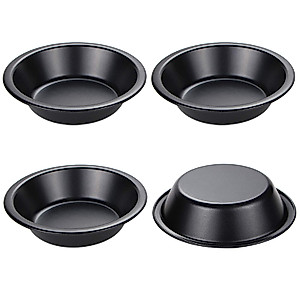 Webake Mini Pie Pans 5 Inch Pie Tins, 4 Pack Nonstick Round Bread and Meat Bakeware for Oven and Instant Pot Baking - Black