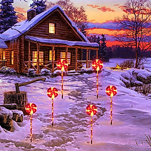 ALIGHTER 3Pcs Giant Solar Christmas Candy Cane Lights Outdoor Decorations Pathway Driveway Markers Lawn Garden Yard Christmas Decor
