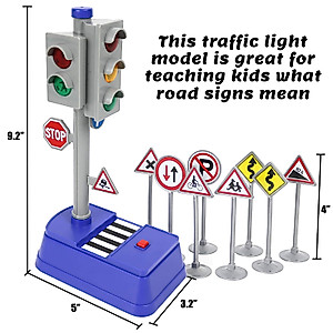 Kiddie Play Traffic Signs and Crosswalk Light Signal Toys for Kids (12pcs)