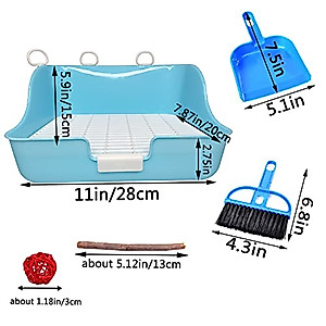 Hamiledyi Rabbit Litter Box, Small Animal Corner Potty Trainer, Bunny Toilet Pets Plastic Rectangle Cage Bedding Box Pet Pan with Chew Toys for Guinea Pigs Hamster Chinchilla Ferret