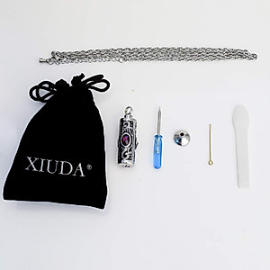 XIUDA Crystal Cremation Urn Necklace for Ashes Keepsake Stainless Steel Memorial Pendant with Flower