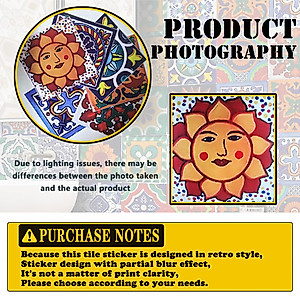 Cendray 24Pcs Tile Stickers Wall Decor Bathroom Kitchen Wall Sticker Waterproof PVC Decoration Stickers - 2D Sticker with Retro Design in Mosaic Style (4 x 4 Inch)