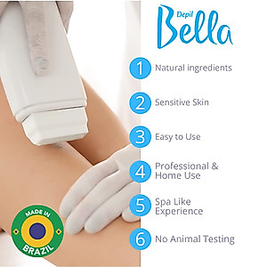 Depil Bella Brazilian Roll On Wax Honey and Propolis Depilatory | Body Waxing, Hair Removal Wax-Cartridge | Men and Women | Home Self Waxing | Sensitive Skin | Dermatologically Tested | (2 PACK)
