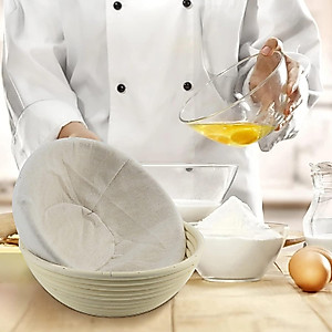 Htppzjr 9 Inch Breathable Proofing Bread Basket Cloth, White, Wooden