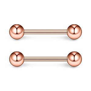 Ruifan Mix Color 316L Stainless Steel Nipple Shield Barbell Ring Bar Body Piercing 16G 16mm 12PCS