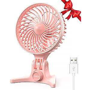 AaoLin USB Desk Fan, Small Fans with CVT Variable Speeds, Strong Cooling Airflow, Quiet Portable, Desktop Mini Personal Table Fan for Room, Home,Office, Bedroom, Pink