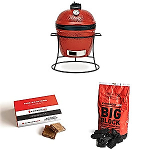 Kamado Joe Jr. 13.5-inch Junior Grill Cover + Big Block XL Lump Charcoal + Fire Starters Bundle