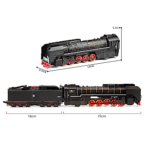 DS. DISTINCTIVE STYLE 1:87 Alloy Steam Locomotive Traction Engine Trains Toy Model with Music Light (Black)