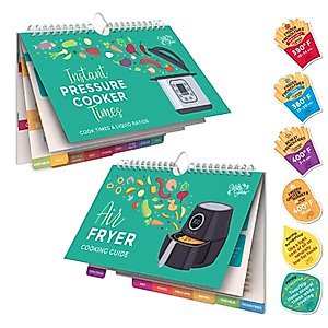 Willa Flare Air Fryer & Electric Pressure Magnetic Cooker Cheat Sheets - Perfect Temperature & Cooking Time Guide - Magnet Cookbook for Meat, Beef, Chicken, Pork, Vegetable Meals - Reusable Stickers
