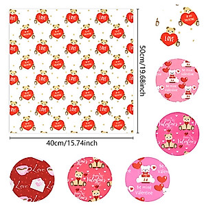 Pink and Red Valentine's Day Bear Love Hearts Be My Valentine Romantic Quilting Polycotton Fabric 6PCS 20x20 Inch Patchwork Sewing for DIY Crafts Supplies Gift Wrap Wedding Anniversary