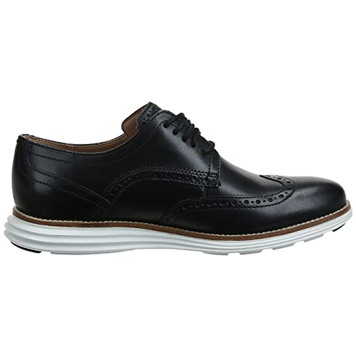 Cole Haan Men's Original Grand Shortwing Oxford Shoe, Black Leather/White, 12 Medium US