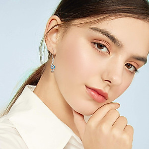 WINNICACA Music Note Earrings for Women Music Lovers Christmas Gifts Sterling Silver Musical Note Treble Clef Hooks Dangle Drop Earrings Created Opal Jewelry for Women Birthday Gifts