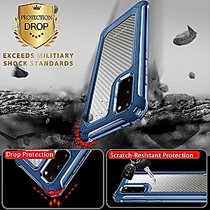 SUPBEC Samsung Galaxy S20 FE Case, Carbon Fiber Shockproof Protective Cover with Screen Protector [x2] [Military Grade Drop Protection] [Anti Scratch&Fingerprint], Samsung S20 FE 5G Case, Blue