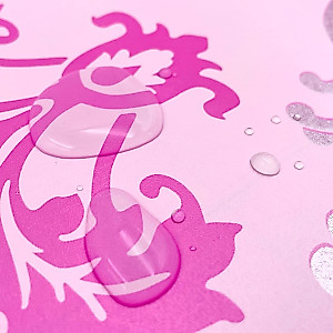 Yifasy Damask Wallpaper 19.7 ft Roll Revamp Dining Table Storage Bins Wall Furniture Decor Paper Pink Shelf Dresser Liner (M-236x17.7 Inch)