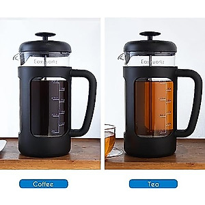 Easyworkz French Press 34 oz Coffee Tea Maker with Borosilicate Glass,Soft Grip Handle