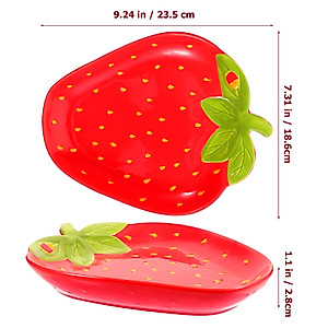 SHERCHPRY Cereal Bowl Ceramics Dishes Strawberry Bowl Serving Plates Fruit Shape Dish Dessert Plates Appetizer Tray Dinnerware for Dip Sauce Nuts Candy Fruits Snacks Mixing Bowl