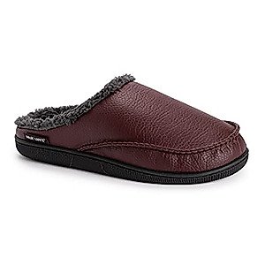 MUK LUKS Men's Faux Leather Clog Slipper, Brown, 8-9
