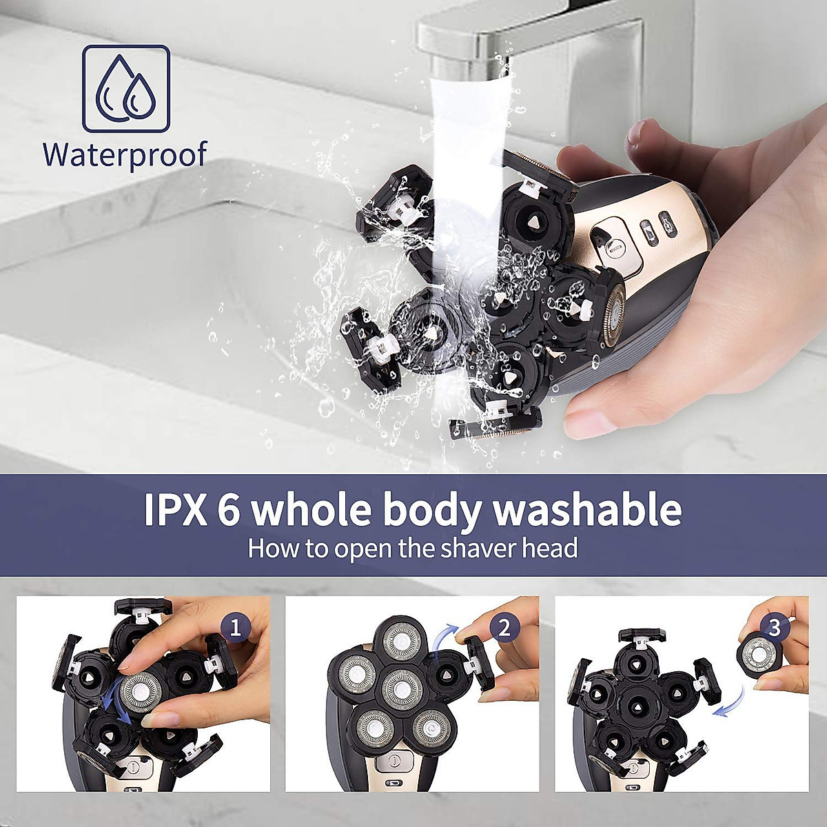 SAILHOME Electric Razor for Men- Upgrade 5 in 1 Shavers Bald Head Shaver Grooming Kit- Multifunctional Shavers- Wet & Dry Razor- Cordless Waterproof Beard Trimmer- USB Rechargeable (Big), Gray