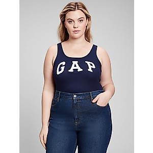 GAP Womens Ribbed Tank Top Cami Shirt, Navy Uniform V2 Logo Pack, Medium US