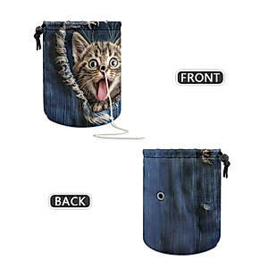 Sellikakes Cute Cat Small Yarn Bag, Canvas Crochet Bag Organizer, Knitting Bag, Yarn Holder for Crochet Beginner,Knitting & Crochet Supplies