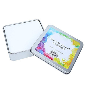 Gerioie Watercolor Paper, Art Paper Watercolor Paper Pad Watercolor Tool, Paper Craft Supplies Cold(Square tin Box 24/Sheet)