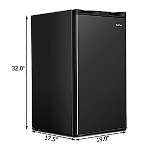 COSTWAY Compact Refrigerator, Single Door 3.2 CU.FT. Mini Fridge Compartment with Adjustable Thermostat and Removable Glass Shelves, Freezer Cooler Fridge for Dorm Apartment Office, Black