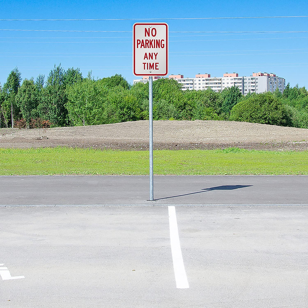 SmartSign 18 x 12 inch “No Parking Any Time” Metal Sign, Screen Printed, 63 mil Laminated Rustproof Aluminum, Red and White