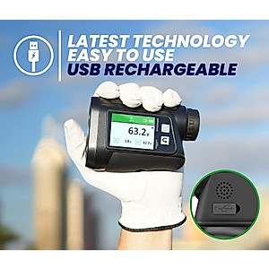 BAMAES Golf Rangefinder with Slope and HD Touchscreen - 650 Yard Range 6X Magnification - Flag Lock & Vibration - USB Rechargeable - Memory Storage - Voice Broadcasting - Professional Distance Finder