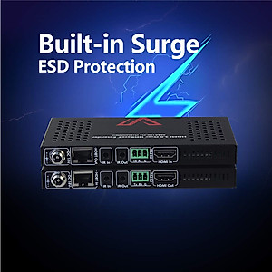 AV Access HDBaseT HDMI Extender Over Cat5e/6/6a/7 Ethernet up to 330ft/100m 4K@60Hz, Supports HDCP2.2, HDMI2.0, Bi-Directional IR and RS232 Pass-Through, Auto EDID, PoE, CEC, Dolby Vision (4KEX100-H2)