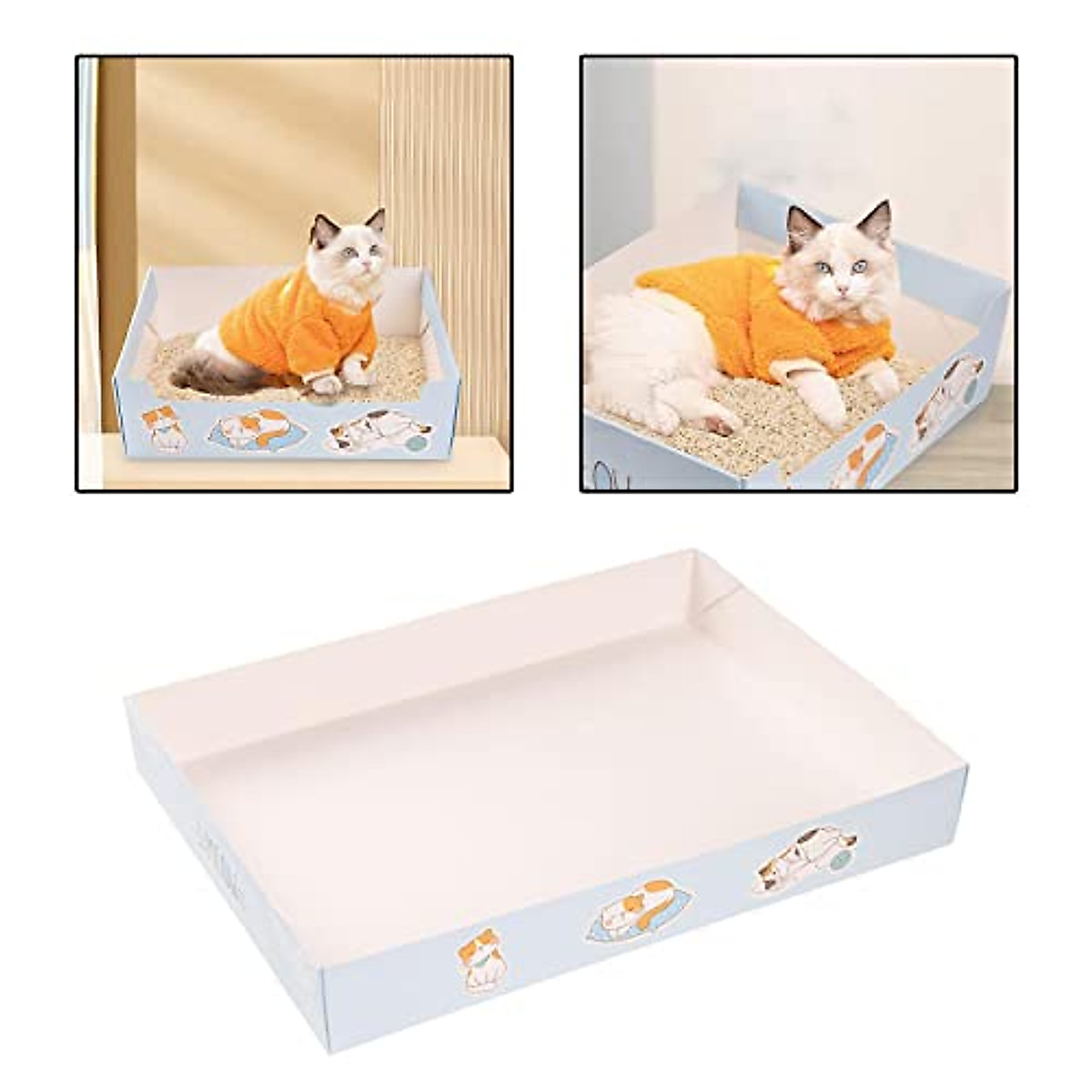 ＡＷＨＡＯ Disposable Cat Litter Box Litter Pan Kitty Travel Toilet Potty Toilet for Indoor Cats, Blue 35x25.5x5cm
