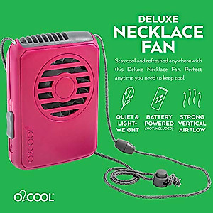O2COOL Neck Personal Travel Battery Powered Cooling Fan, Single Pack (Raspberry)