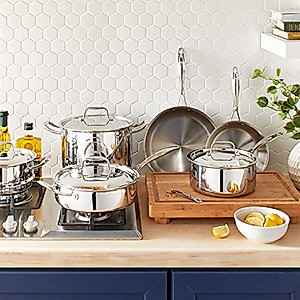 Amazon Brand – Stone & Beam Wok With Dome Lid, 13 Inch, Tri-Ply Stainless Steel