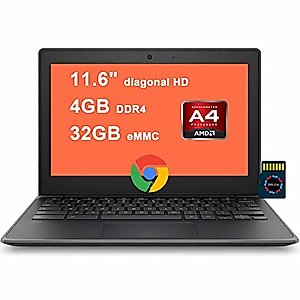 HP Chromebook 11 Business Laptop | 11.6" Diagonal HD Display | AMD A4-9120C APU Processor | 4GB DDR4 32GB eMMC | AMD Radeon R4 Graphics Webcam BT ChromeOS Black + 32GB MicroSD Card