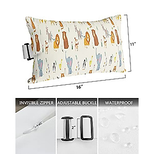 Recliner Head Pillow Ledge Loungers Chair Pillows with Insert Cute Cartoon Aanimals Tiger Lion Elephant Bear Penguin Lumbar Pillow with Adjustable Strap Patio Garden Cushion for Bench Couch, 2 PCS