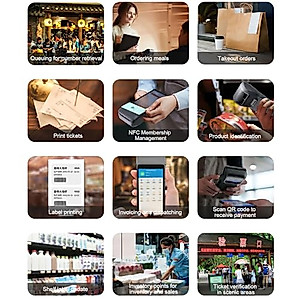 Cryfokt Receipt Printer, Portable Printer with 6.2 Inch Touch Screen Multifunctional 2GB RAM 16GB ROM for Retail Stores