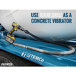 TEMCo Cordless Concrete Vibrating Tool, Drill-powered Concrete Vibrator