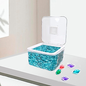 Xbopetda Laundry Pods Container, Large Capacity Clear Laundry Pods Holder, Laundry Pods Storage with Flip Lid, Laundry Detergent Dispenser with Measuring Cup, Laundry Room Organization and Storage