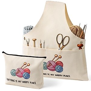 EYxsaxenk Travel Knitting Wrist Bag - 2Pcs Knitting Crochet Tote Bag with Zipper Bag Lightweight Yarn Storage Bag Organizer Women Gift Set for Holding Yarn Crochet Hook Needles Knitting Supply