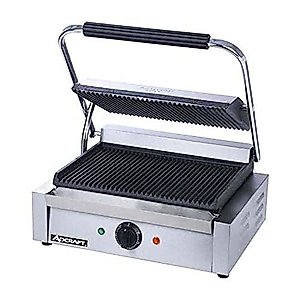Adcraft SG-811E Grooved Electic Panini Grill, Stainless Steel, 1750-Watts, 120v, NSF