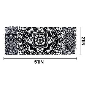 GVFTG Black and White Lotus Mandala Style Washing Machine Top Cover Washer and Dryer Top Covers Fridge Dust Proof Cover Washing Machine Top Cover with Refrigerator Storage Organizer Bags 51x21 Inch