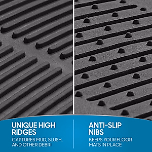 BDK ProLiner Floor Mats for Cars Trucks SUV, 3-Piece All-Weather Car Mats with Universal Fit Design, Durable Car Floor Mats with Capture Ridges, Waterproof Rubber Floor Mats for Cars (Black)