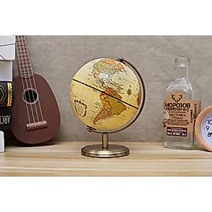 Annova Antique Globe Dia 5.5-inch / 14CM - Educational/Geographic/Modern Desktop Decoration - Stainless Steel Arc and Base - for School, Home, and Office (Antique 5.5“)