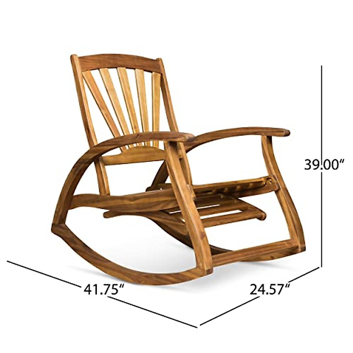 Christopher Knight Home Alva Outdoor Acacia Wood Rocking Chair with Footrest, Teak Finish