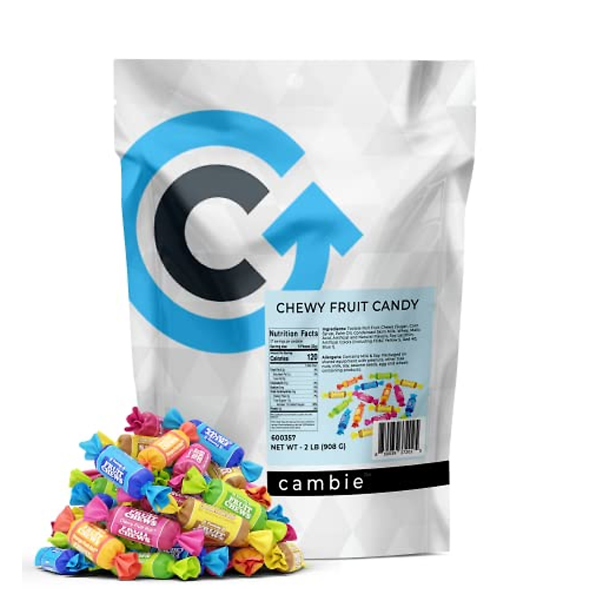 Tootsie Roll Fruit Chews by Cambie | 2 Pounds of Assorted Chewy Fruit Candy in Cherry, Lemon, Lime, Orange and Vanilla | Mouth Watering & Delicious | Repackaged Fresh in a Resealable Pouch | 2 lbs