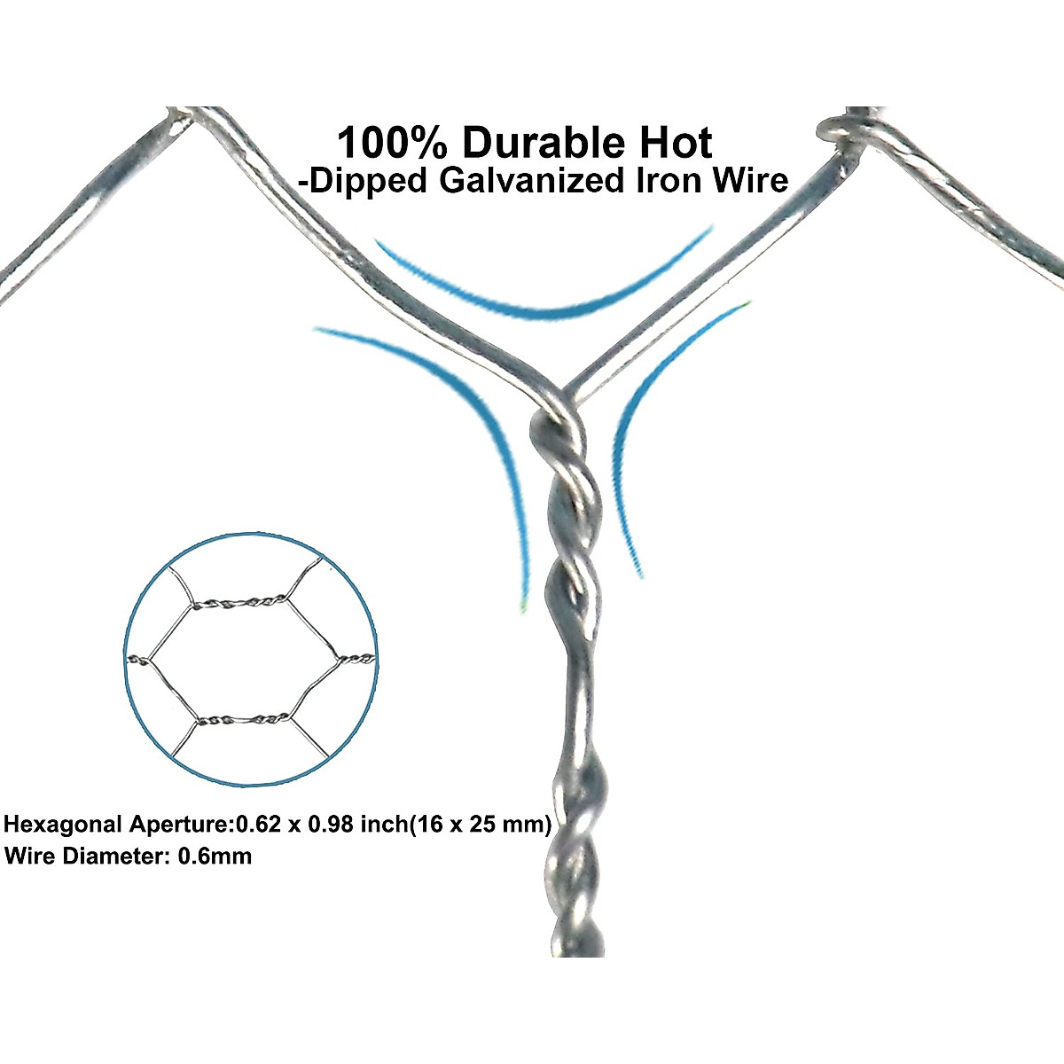 UWIOFF Chicken Wire Net for Craft Projects, Galvanized Hexagonal Chicken Wire Fence Netting with Fine Mesh, Floral Chicken Wire, Home and Garden Use with Bonus Gifts - 13.7'' W x 39.3'' L