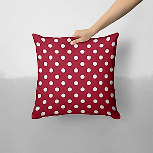 iiRov Dark Red & White Polka Dot - Custom Decorative Home Decor Indoor or Outdoor Throw Pillow Cover for Sofa, Bed or Couch Cushion (Pillow CASE Cover ONLY)