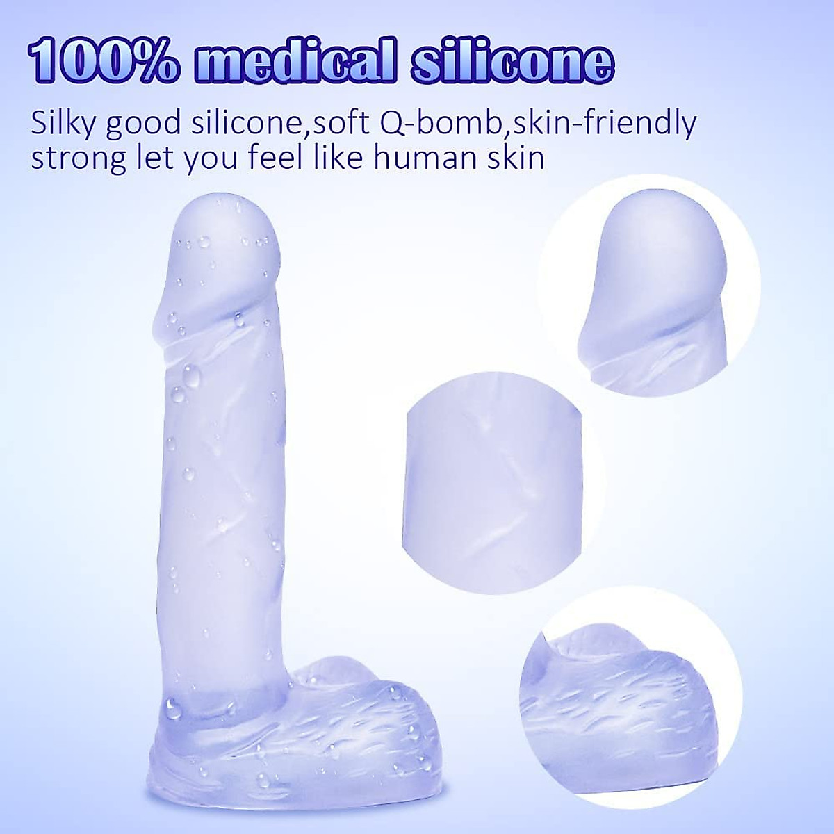 4 Inch Silicone Realistic Mini Dildo,Beginner Anal Plug,Soft Dildo with Curved Shaft and Balls,Sex Toy Women Men Couples.Experience Multi-Purpose Mini Style (Blue)